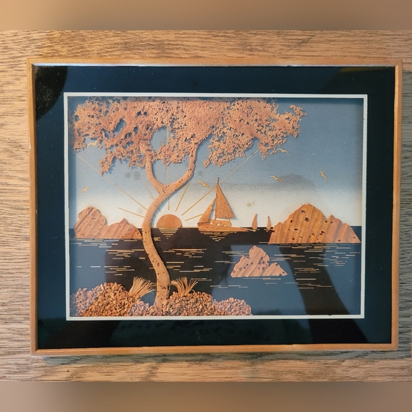 Source Unknown | Accents | Decorative Mcm Asian Cork Picture Vtg 3d ...